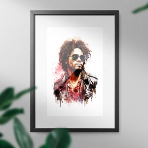 Lenny Kravitz Digital Print Watercolour Portrait - American Rock Icon ...