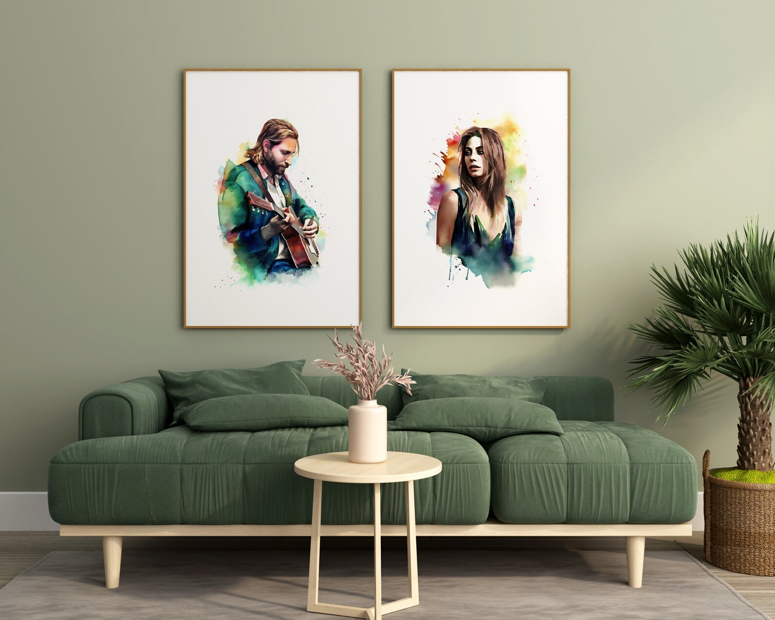 Bradley Cooper and Lady Gaga Watercolor Portraits - A Star is Born ...