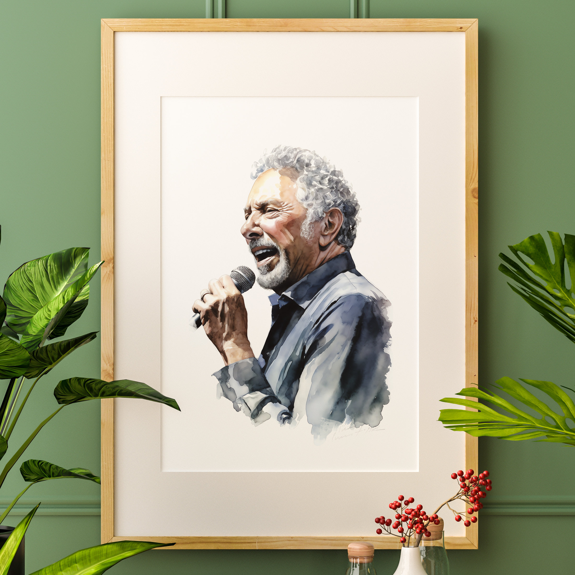 Tom Jones Watercolor Portrait Digital Print - Music Icon Wall Art ...