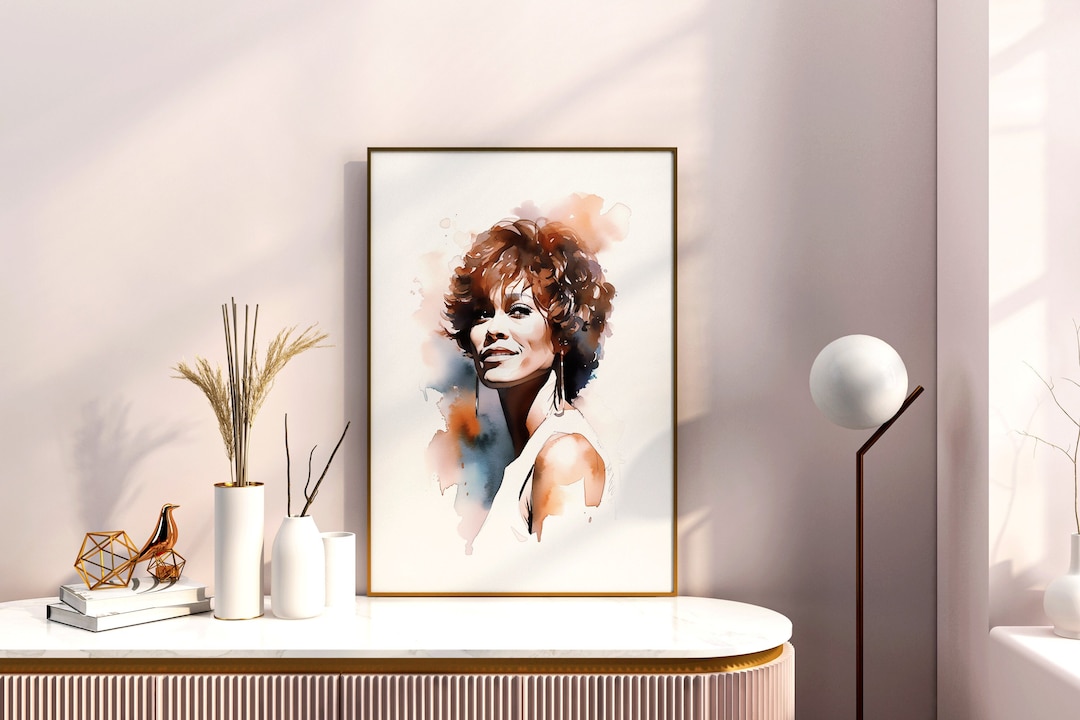 Whitney Houston Watercolor Portrait Digital Print - Music Icon Wall Art ...