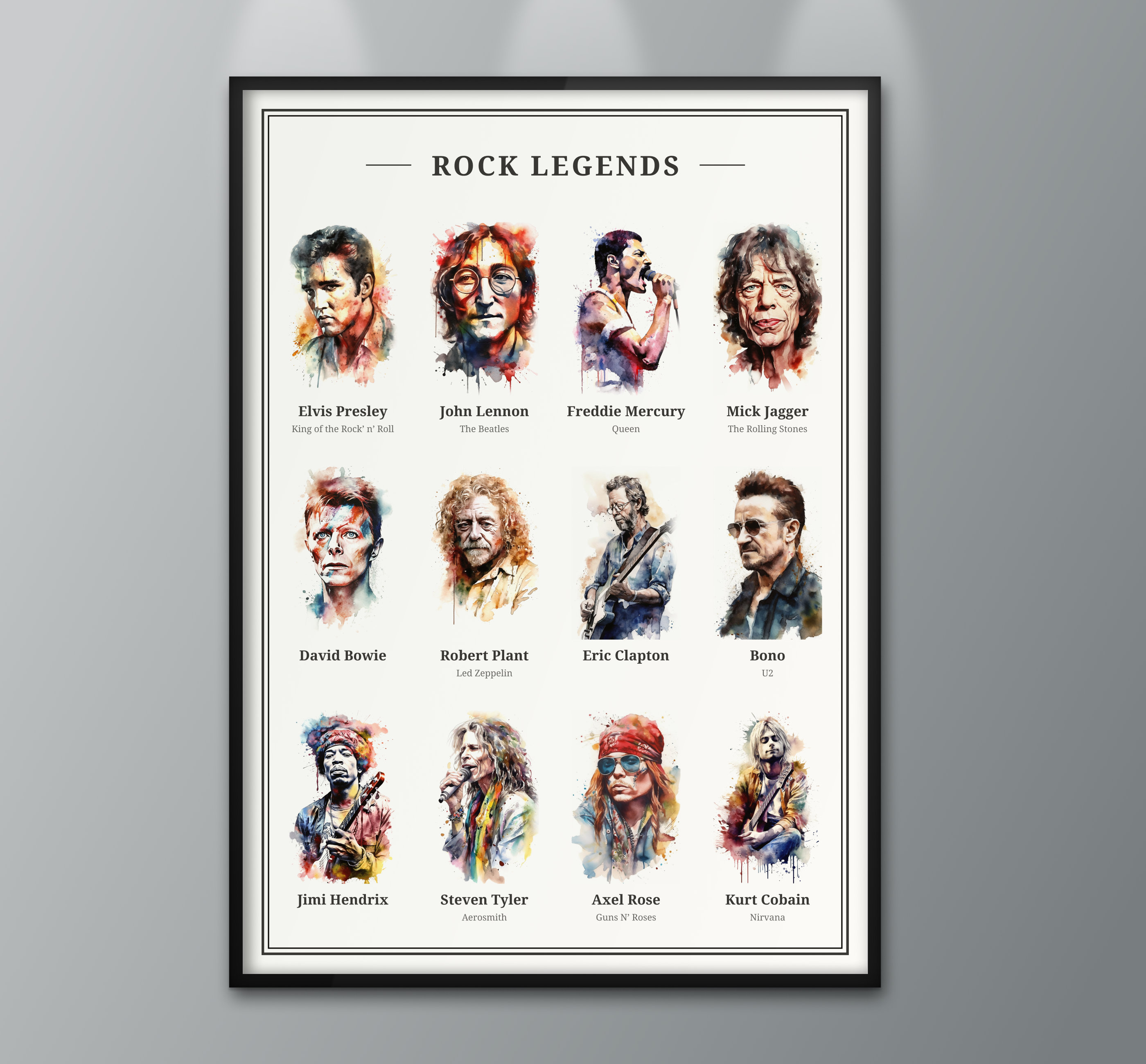 Iconic Rock Legends Digital Print Vintage Style Music Wall Art ...