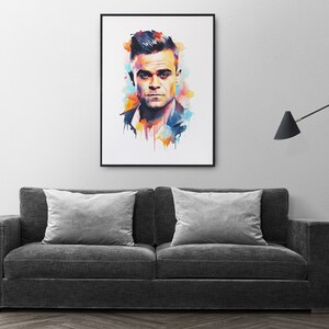 Robbie Williams Printable Digital Portrait - British Pop Icon Tribute ...