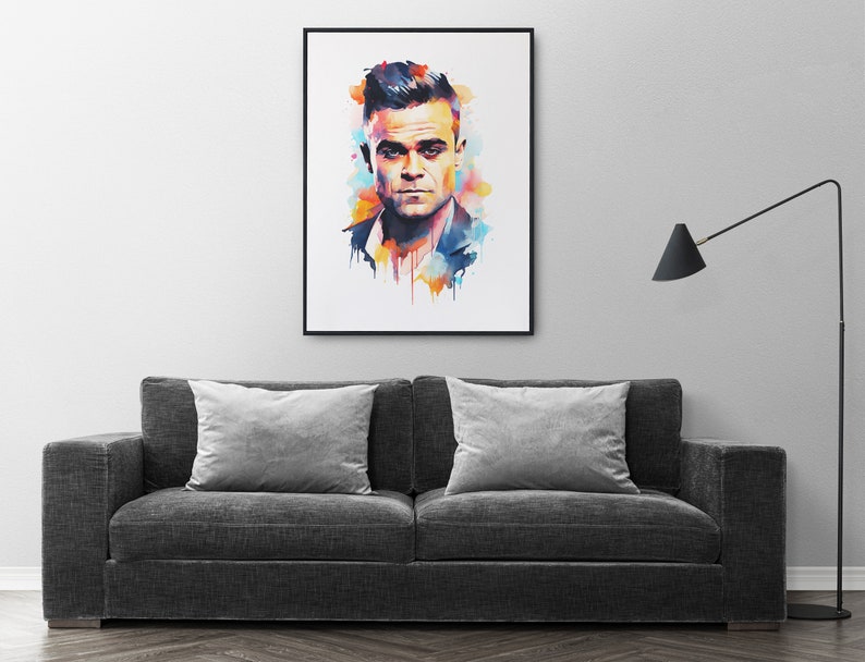 Robbie Williams Printable Digital Portrait - British Pop Icon Tribute ...