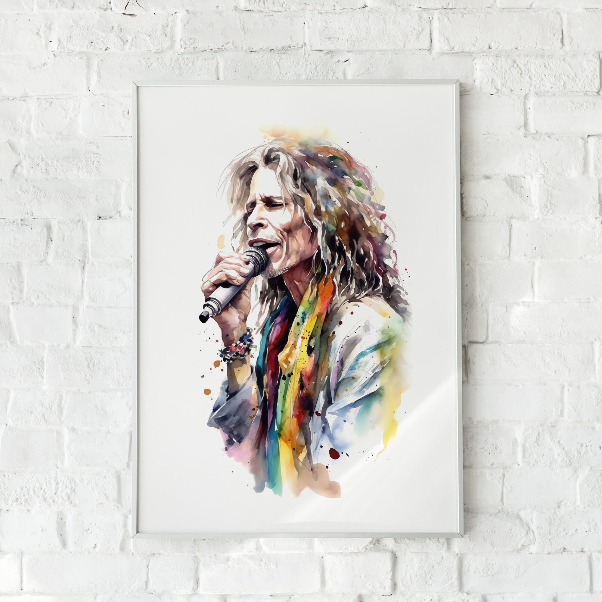 Steven Tyler, Frontman of Aerosmith, Watercolor Portrait Digital Print ...