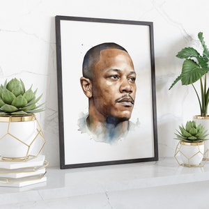 Dr. Dre Printable Digital Download Watercolor Portrait Hip-hop Legend Wall Art Musician Tribute ...