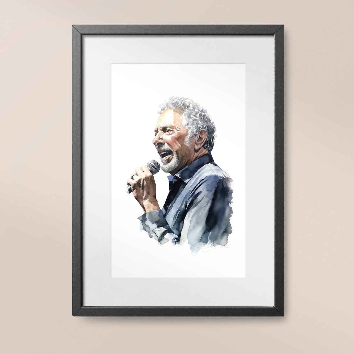 Tom Jones Watercolor Portrait Digital Print - Music Icon Wall Art ...