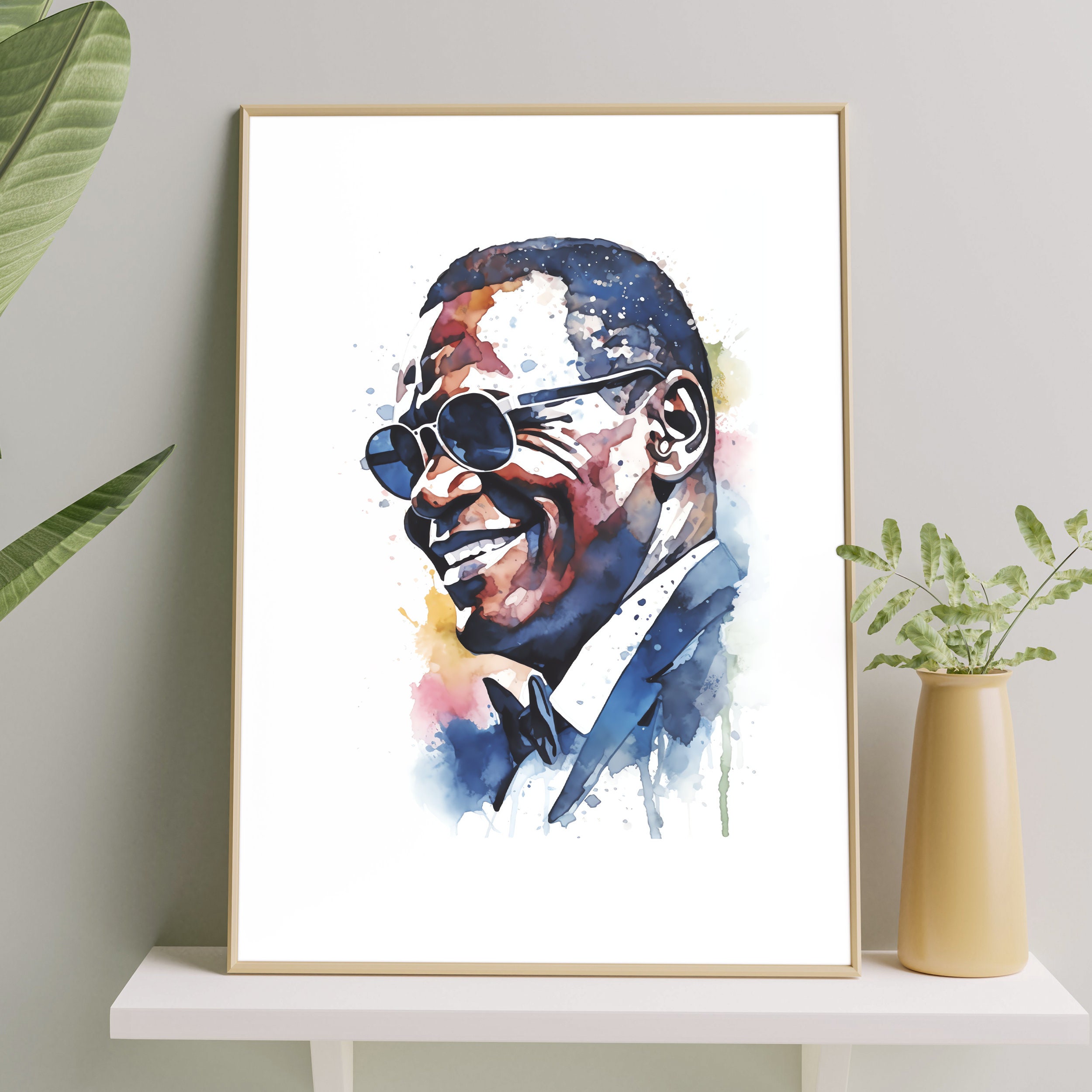 Ray Charles Watercolor Portrait Digital Print Music Legend - Etsy