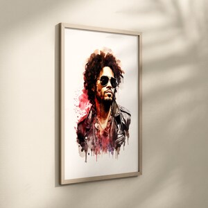 Lenny Kravitz Digital Print Watercolour Portrait - American Rock Icon ...
