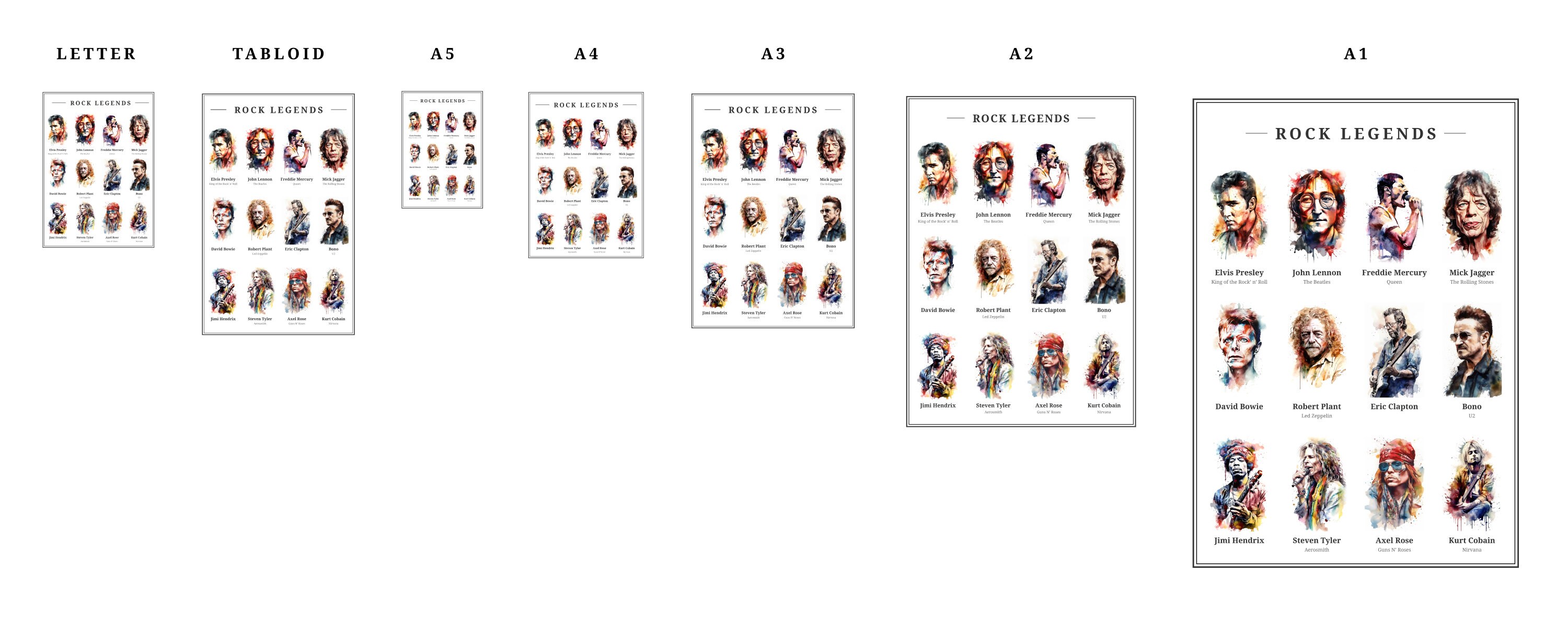 Iconic Rock Legends | Digital Print | Vintage Style | Music Wall Art ...