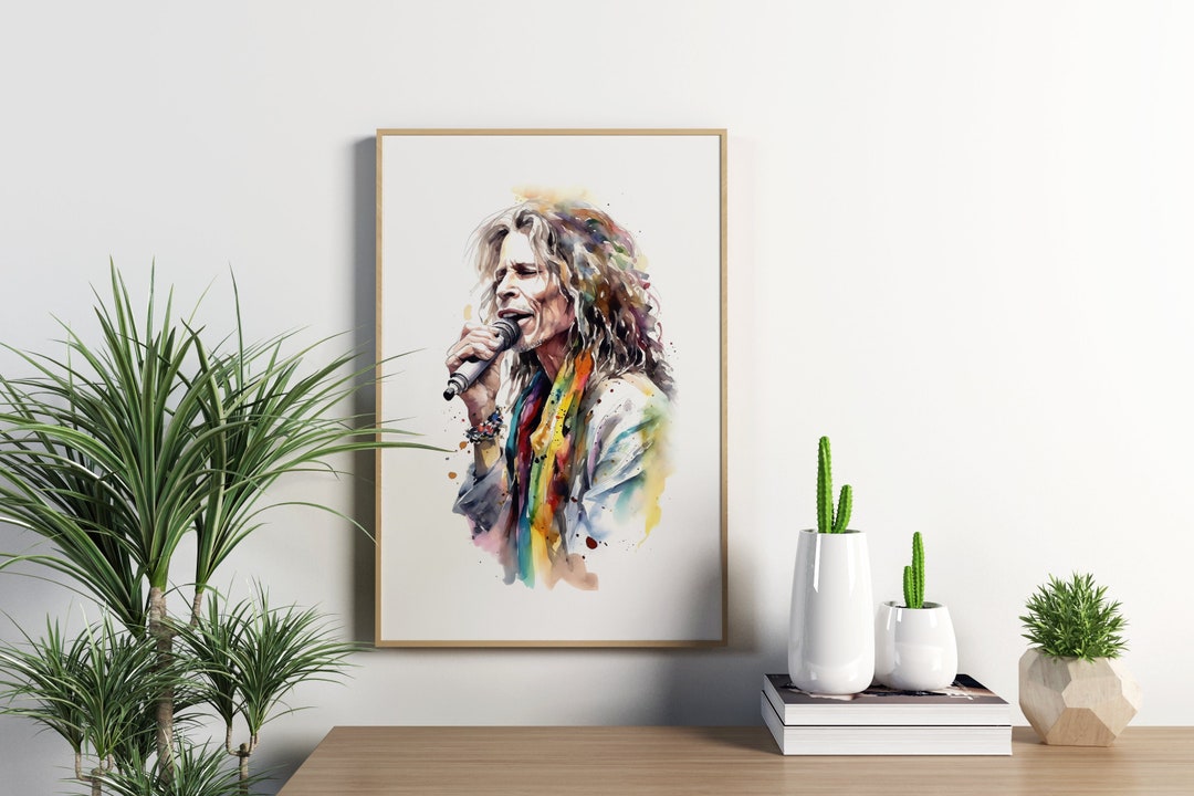 Steven Tyler, Frontman of Aerosmith, Watercolor Portrait Digital Print ...
