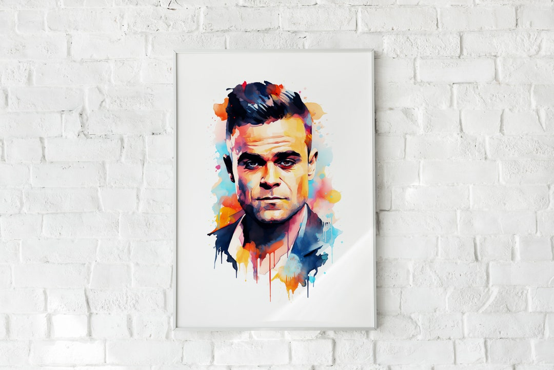 Robbie Williams Printable Digital Portrait - British Pop Icon Tribute ...