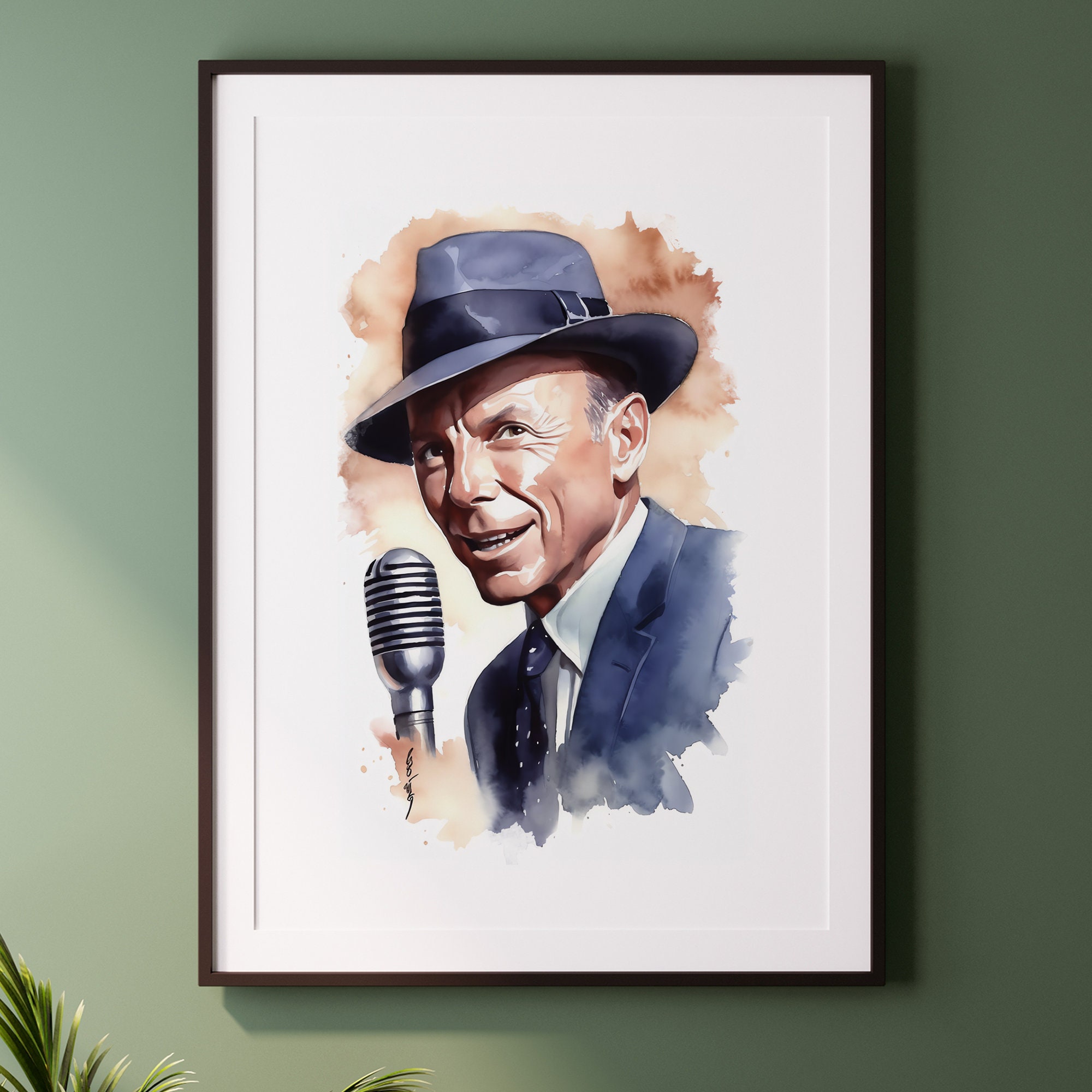 Frank Sinatra Vintage Watercolor Portrait Digital Print Music Icon Wall ...
