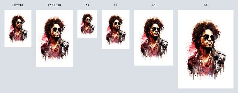 Lenny Kravitz Digital Print Watercolour Portrait - American Rock Icon ...