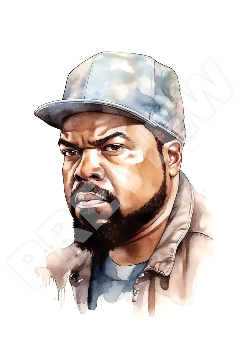 Ice Cube Printable Digital Download Watercolor Portrait Hip-hop Legend ...