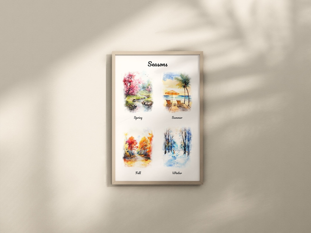 Four Seasons Digital Print - Educational Watercolor Landscapes - Kids ...