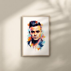 Robbie Williams Printable Digital Portrait - British Pop Icon Tribute ...