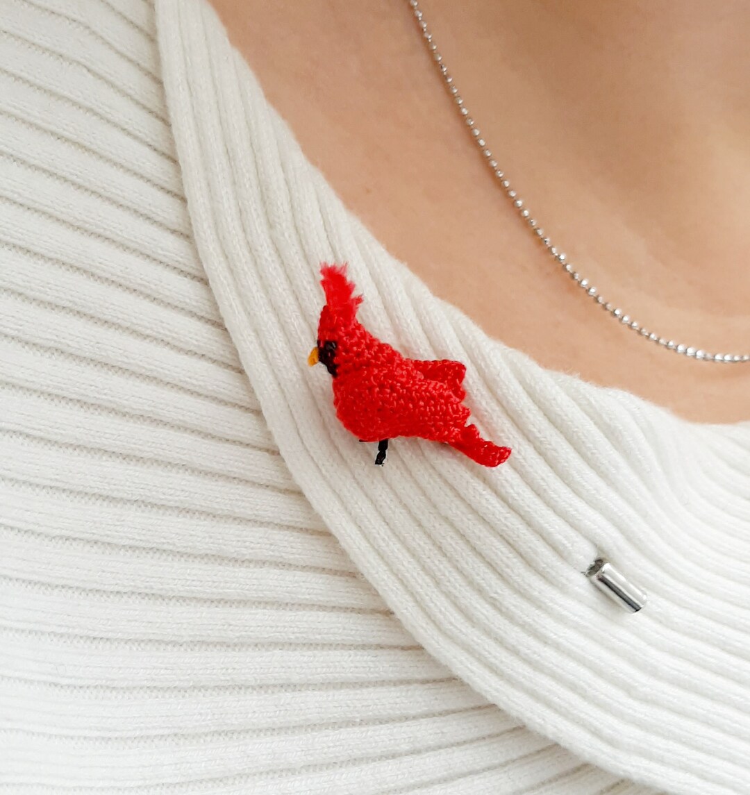 Cardinal Bird Brooch Pattern. Crochet Jewelry Cardinal. Red Cardinal ...