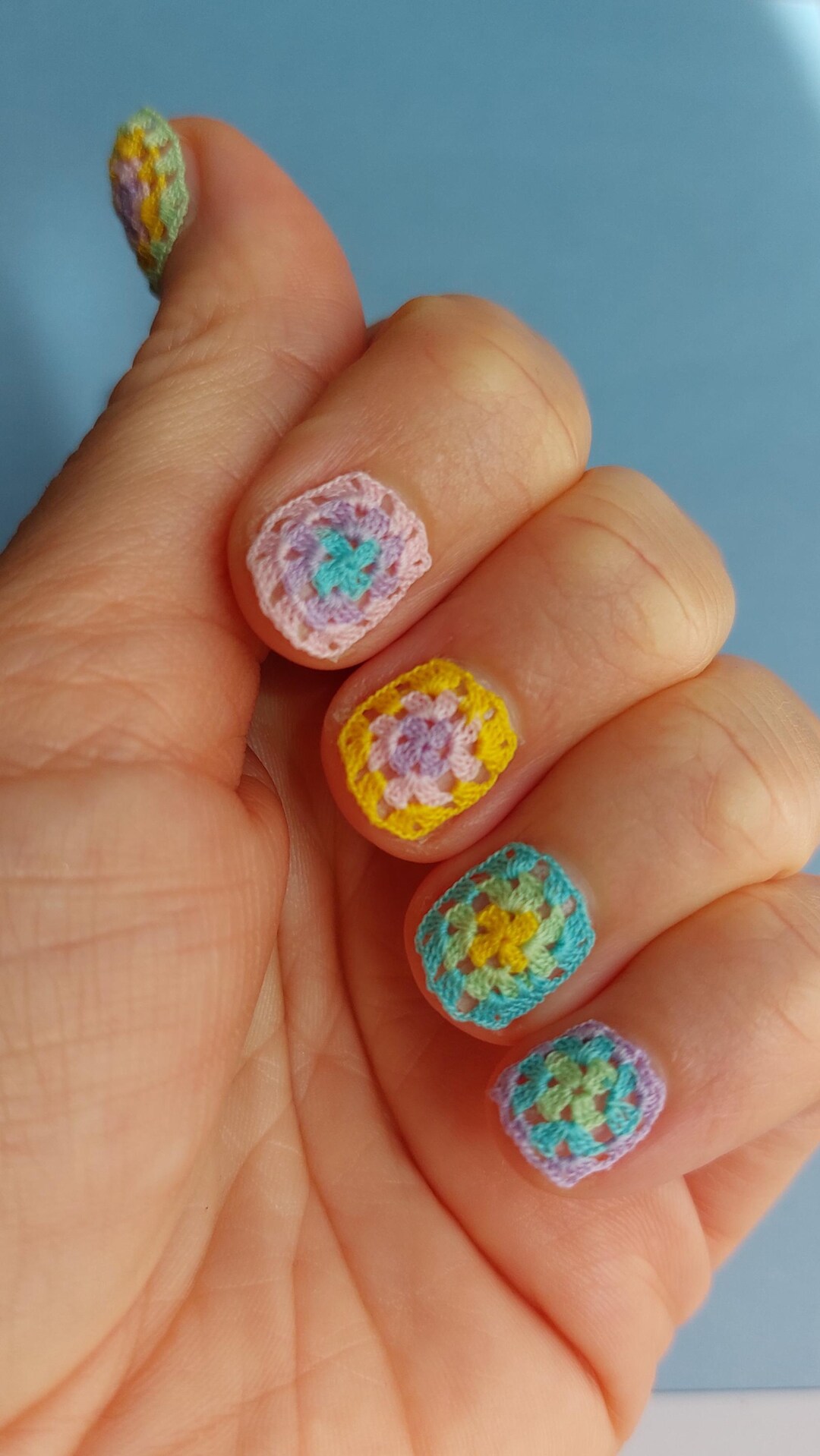 Nails Micro Crochet Nails. Set of 10 Crochet Rainbow Nails - Etsy