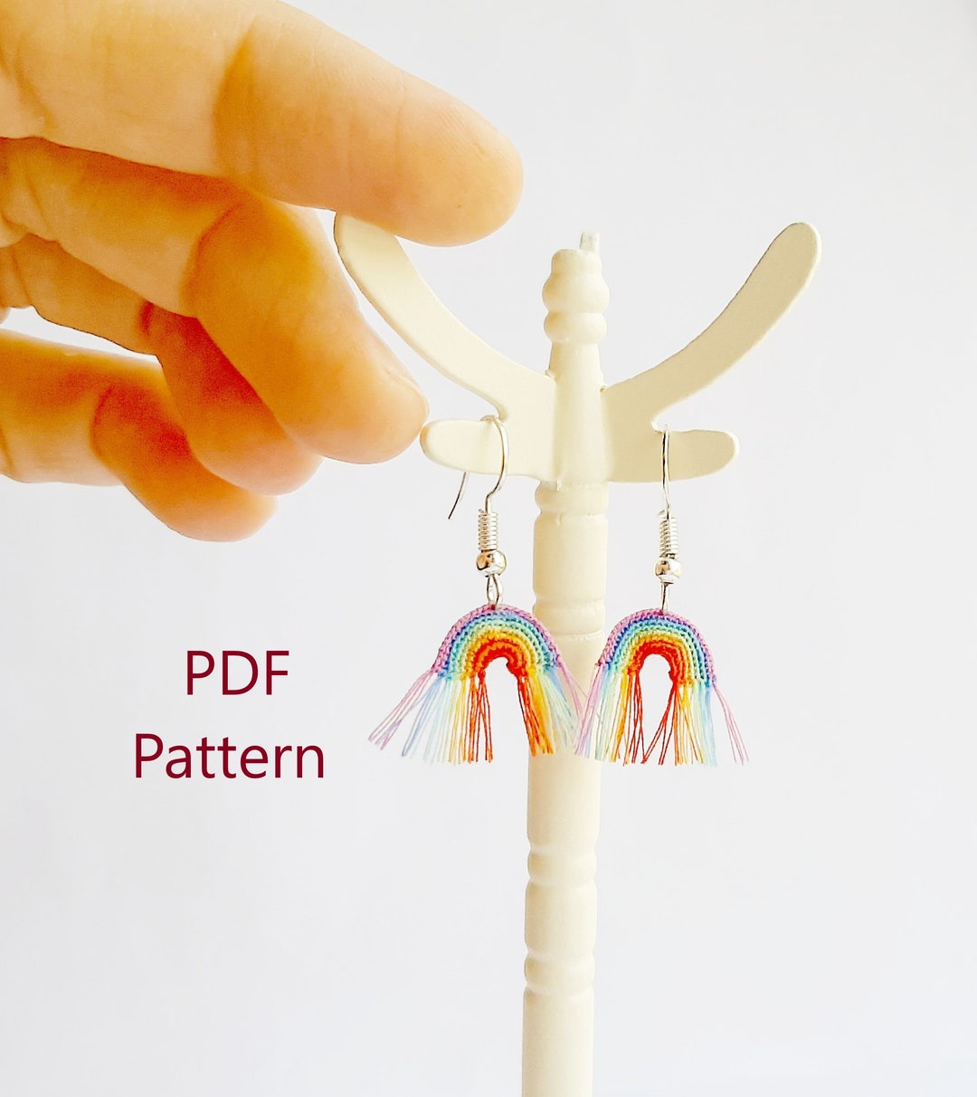 Rainbow Earrings Pattern. Micro Crochet Art - Etsy