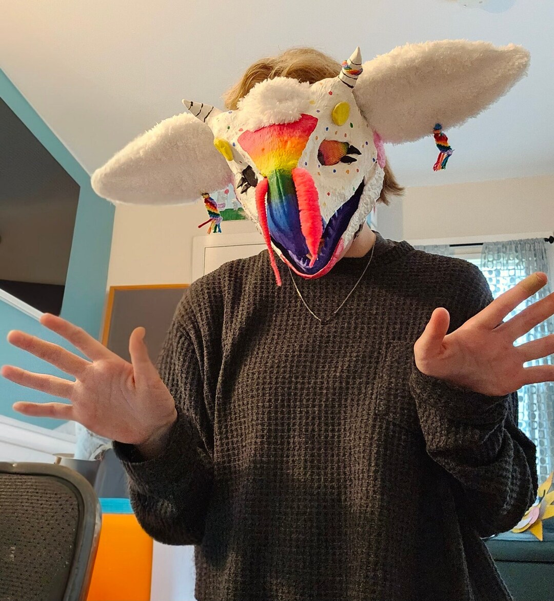 Rainbow, Pre-made Dino Mask - Etsy
