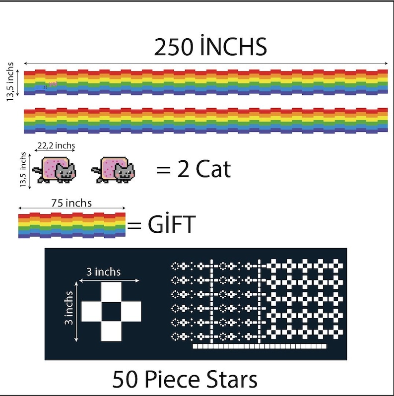 NYAN CAT PIXEL Wall Decal for Kids Room - Etsy