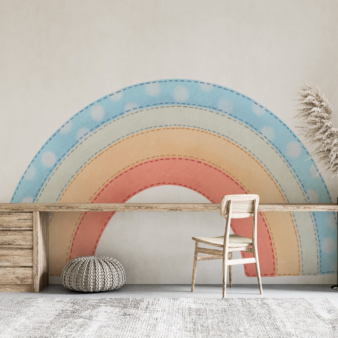 Calcomanía de pared de arcoíris pastel: decoración bohemia para ...