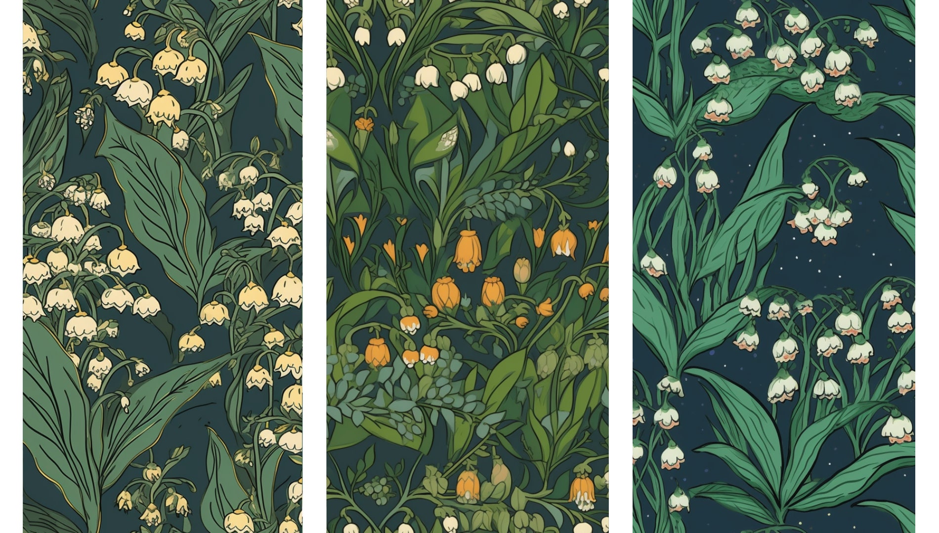 Seamless Lily of the Valley Digital Paper Bundle Digital - Etsy