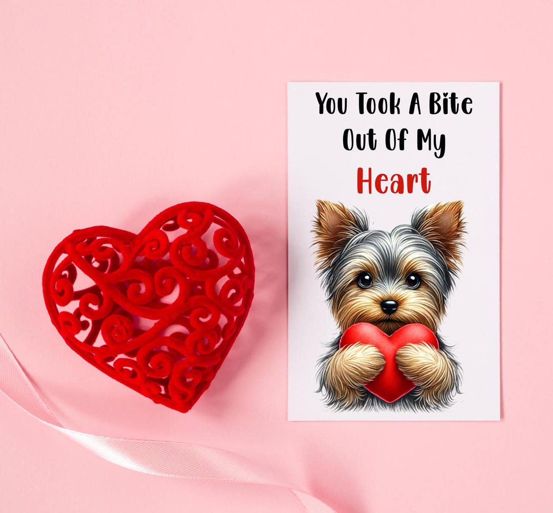 Digital Cute Handmade Yorkshire Terrier Valentines Card | Cute Yorkie ...
