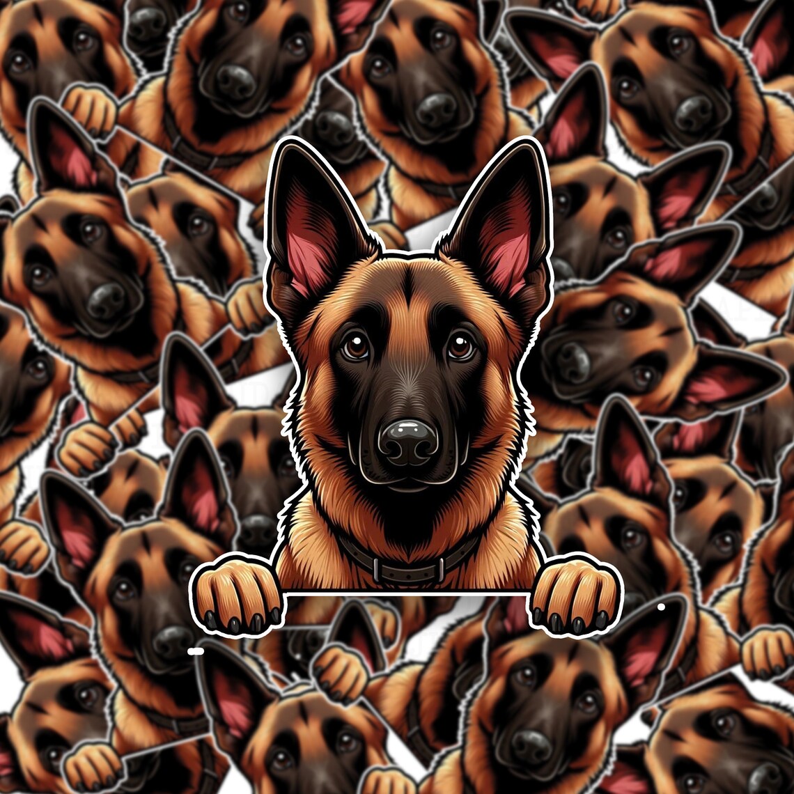 Adorable Peeking Belgian Malinois Decal Sticker – Ideal for Dog Lovers ...