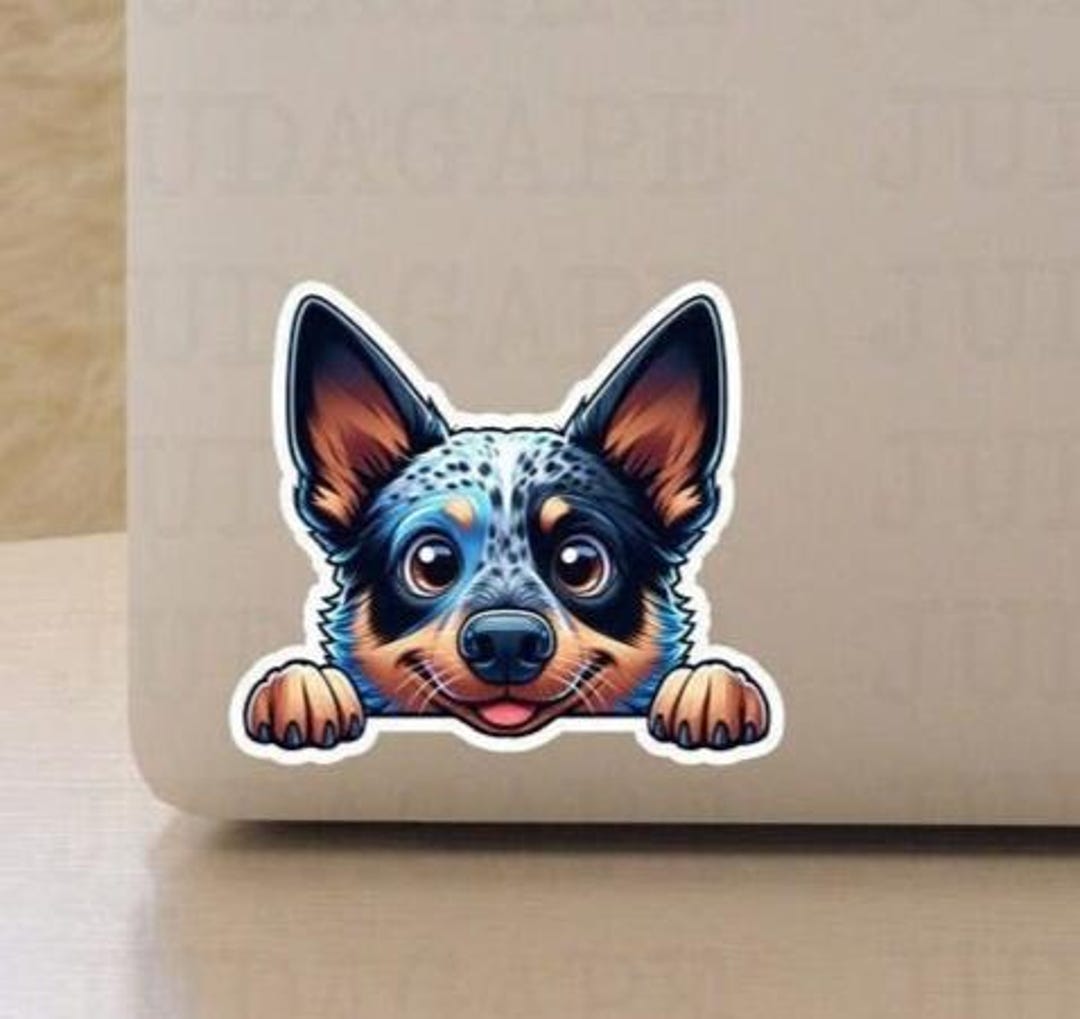 Peeking Blue Heeler Sticker - Water-resistant Dog Lover Decal Sticker ...