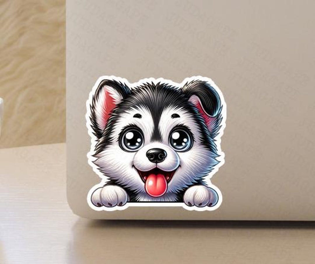Adorable Husky Decal Sticker Ideal for Dog Lovers to Decorate Laptops ...
