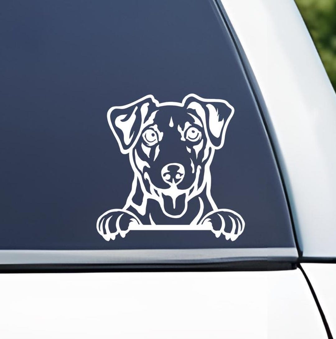 Peeking Jack Russell Vinyl Sticker | Cute Dog Decal for Pet Lovers ...