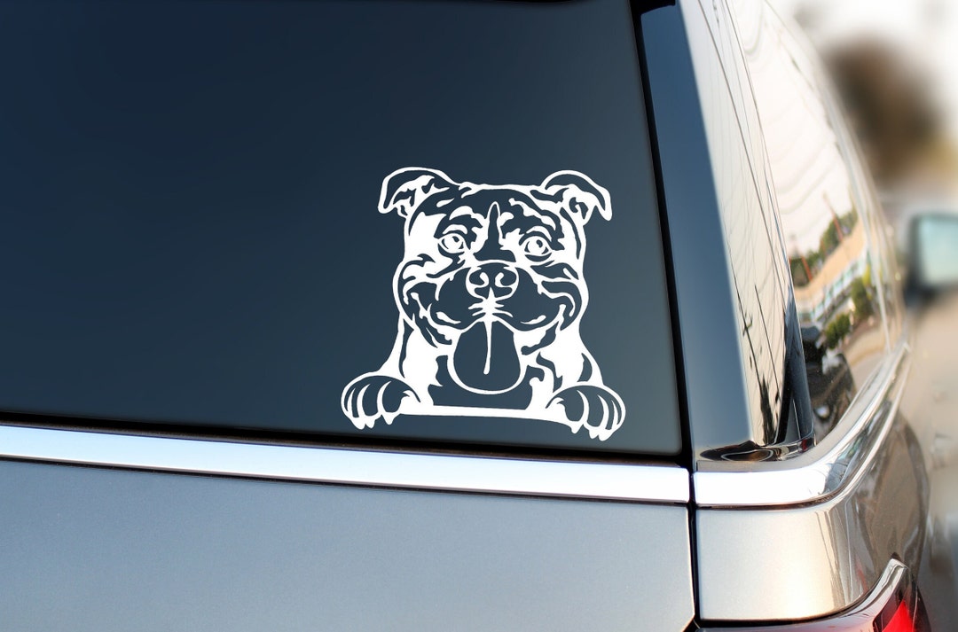 Peeking American Bully Vinyl Sticker for Dog Lovers, American Bully Car ...