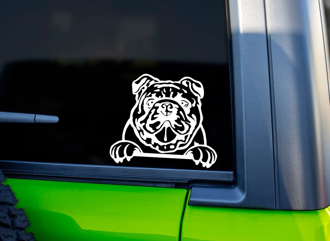 Adorable Peeking English Bulldog Vinyl Decal Sticker Perfect for Cars ...