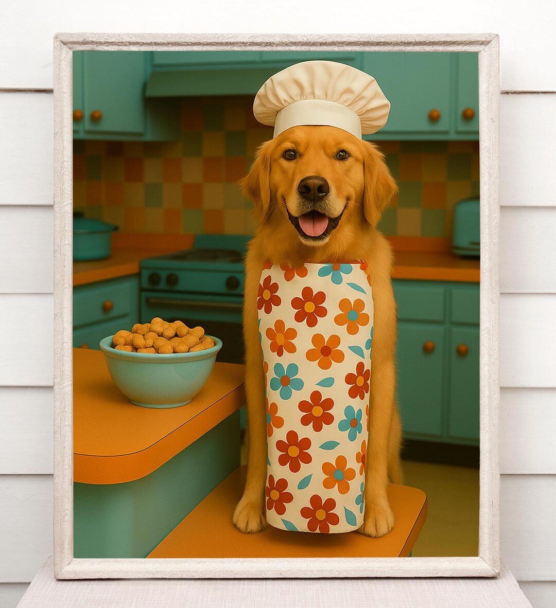Golden Retriever Chef Retro Kitchen Print - Available in Glossy Photo ...