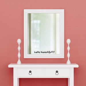 Hello Beautiful Car Mirror Decal | Inspirational Sticker - Etsy