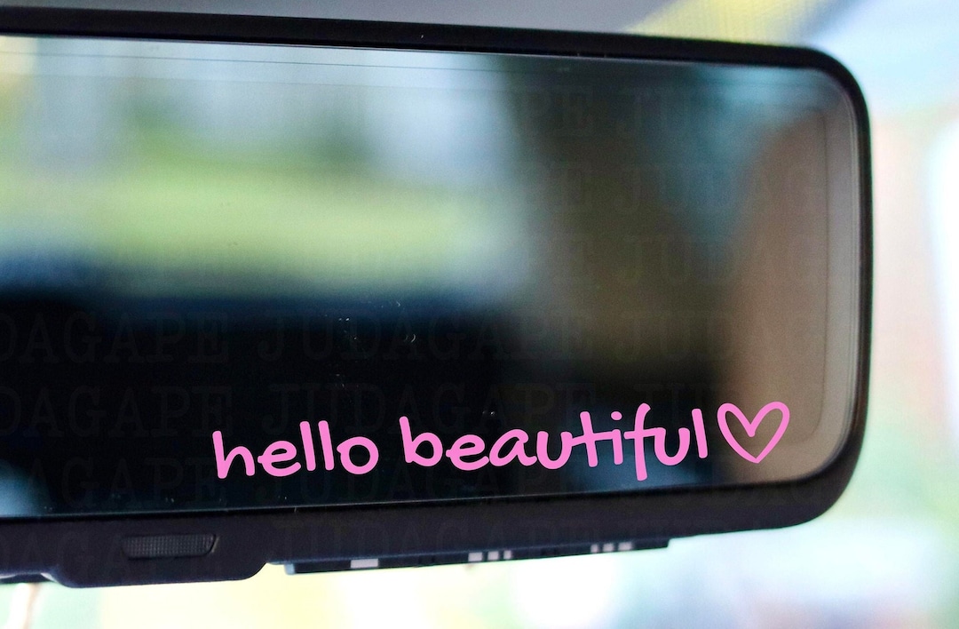 Hello Beautiful Car Mirror Decal | Inspirational Sticker - Etsy