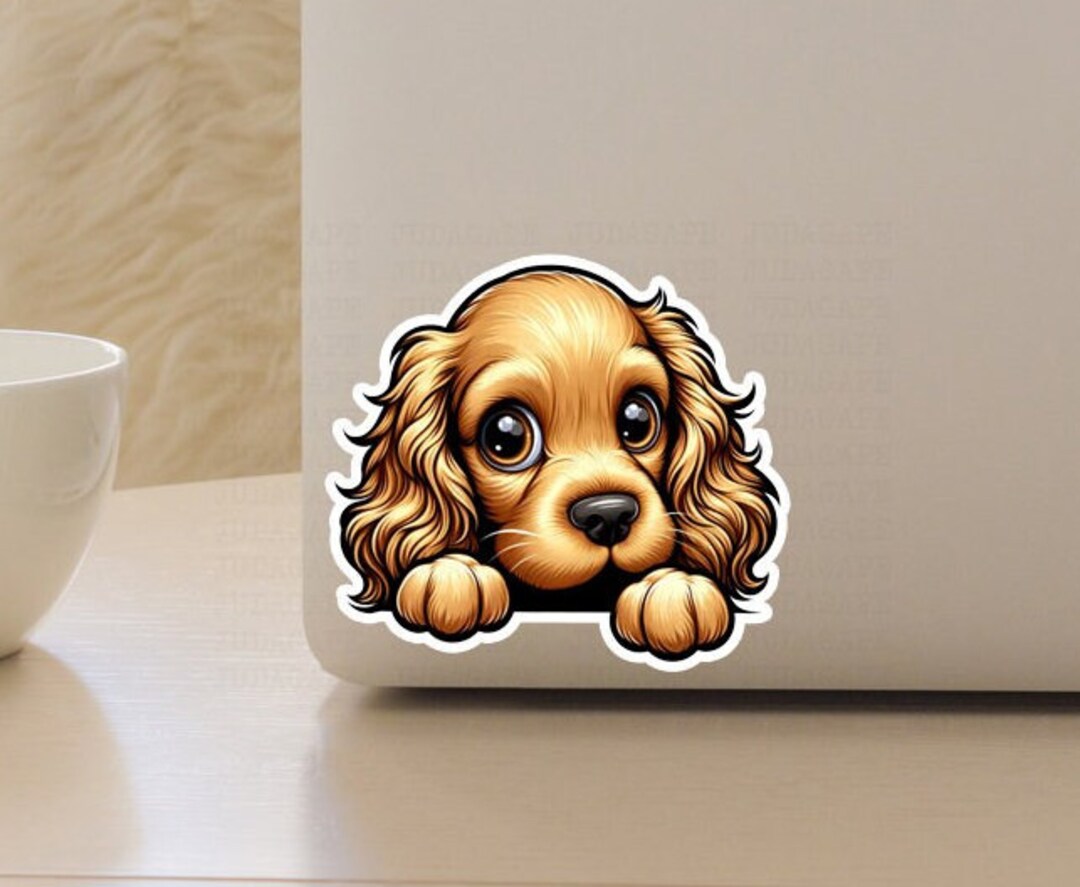Adorable Cocker Spaniel Dog Peeking Decal Sticker, Ideal for Dog Lovers ...