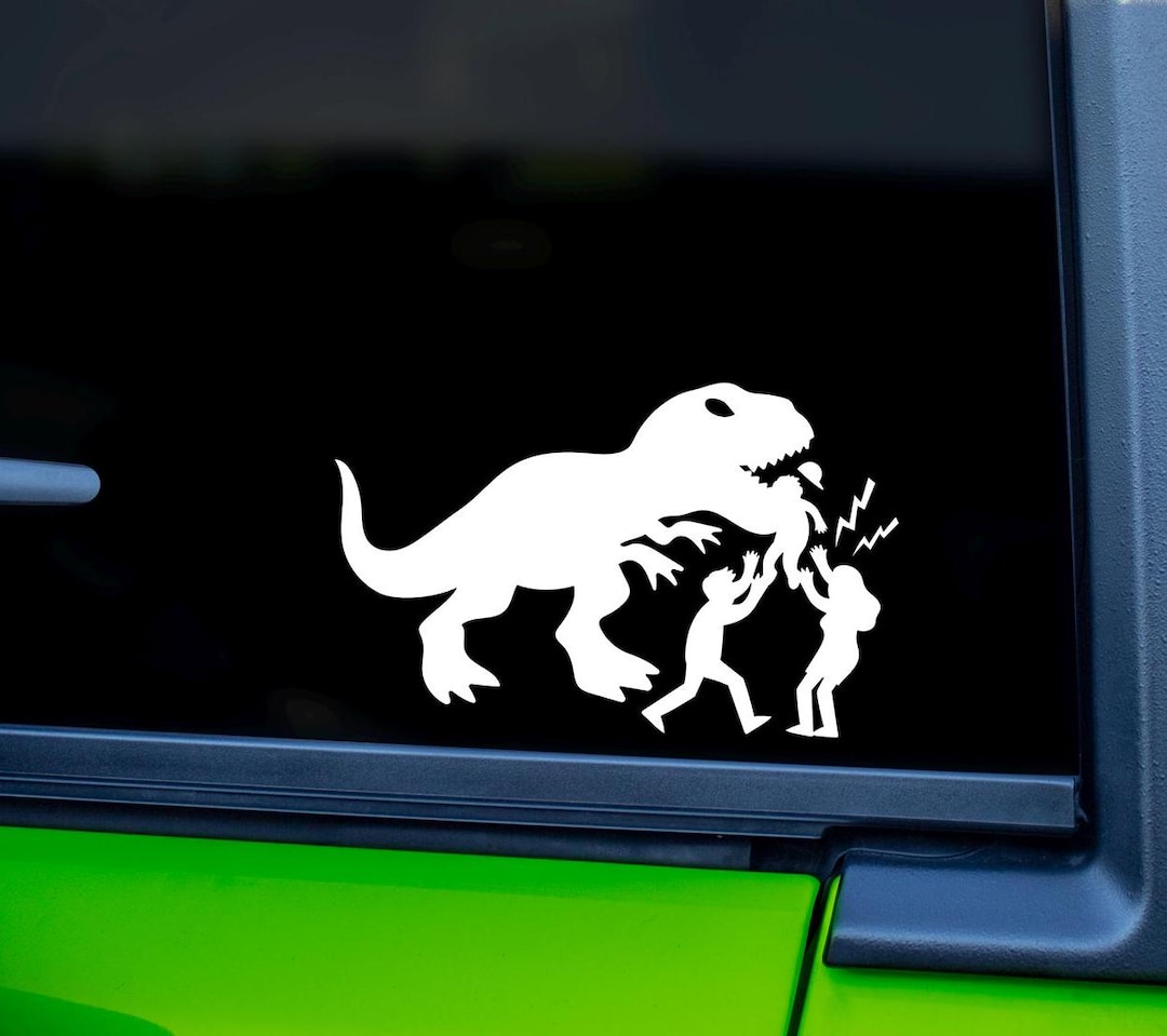 T-rex Eating Stick Figure Family Vinyl Decal Sticker, Funny Family ...