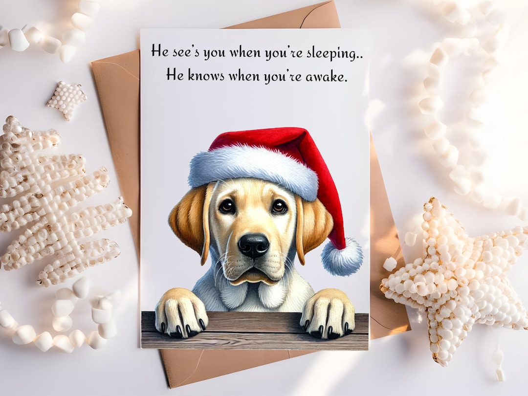 Digital Funny Labrador Christmas Card | Cute Animal Art Holiday Card ...