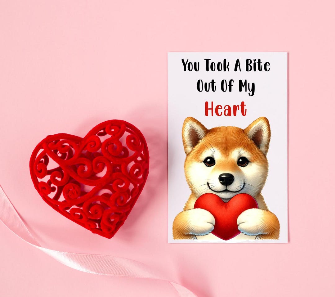 Digital Cute Handmade Shiba Inu Valentines Card | Cute Animal Art ...