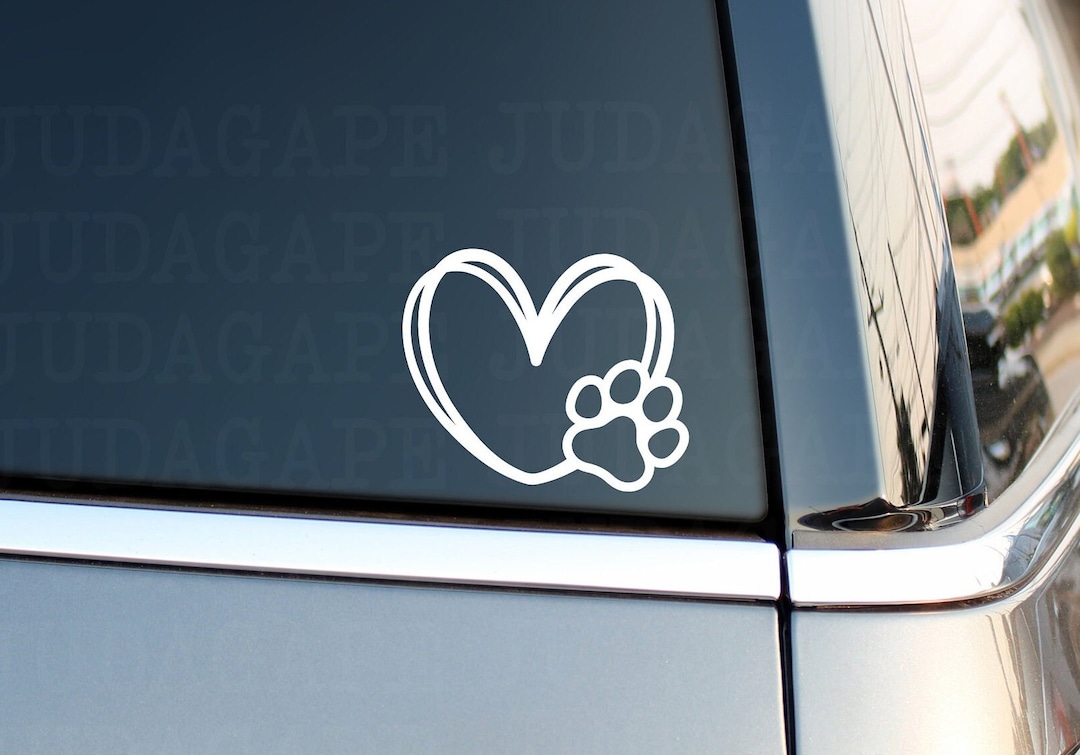 Dog Paw Heart Decal - Vinyl Sticker for Dog Lovers, Car & Window Decor ...