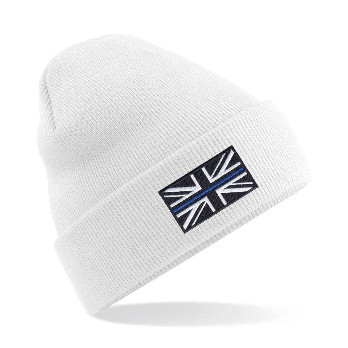 Embroidered Thin Blue Line Union Jack Beanie - Etsy UK