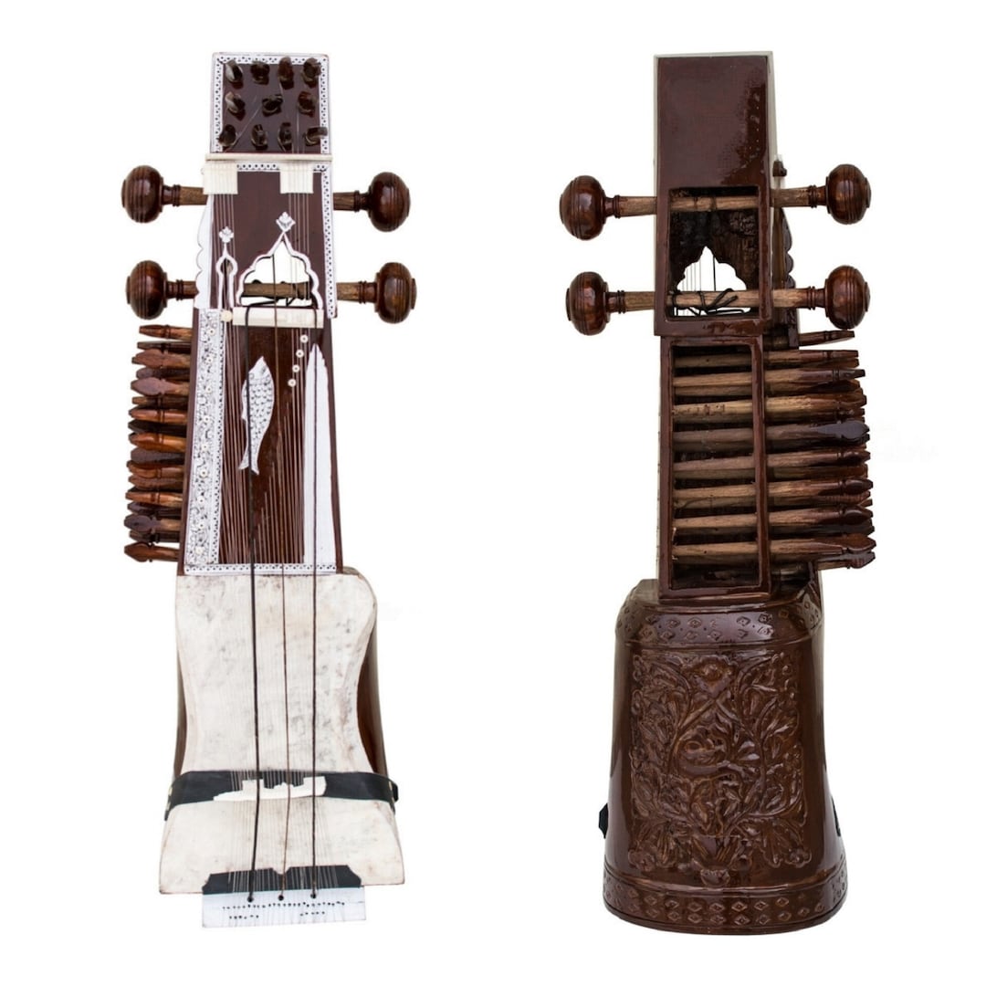 Sarangi Professional Floral Carving Sarangi Bow & Rosin 3 Gut String, 1 ...