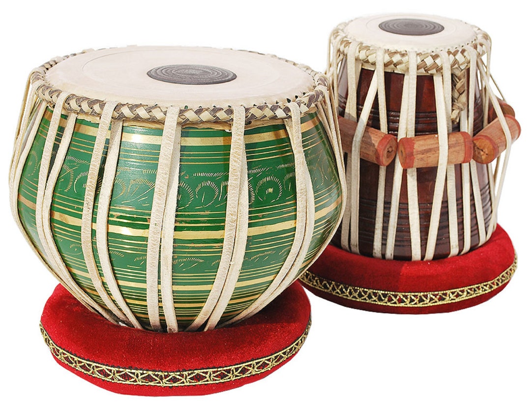 Tabla Set 2.5 Kg Green Painted Designer Brass Bayan Beautiful Sheesham ...