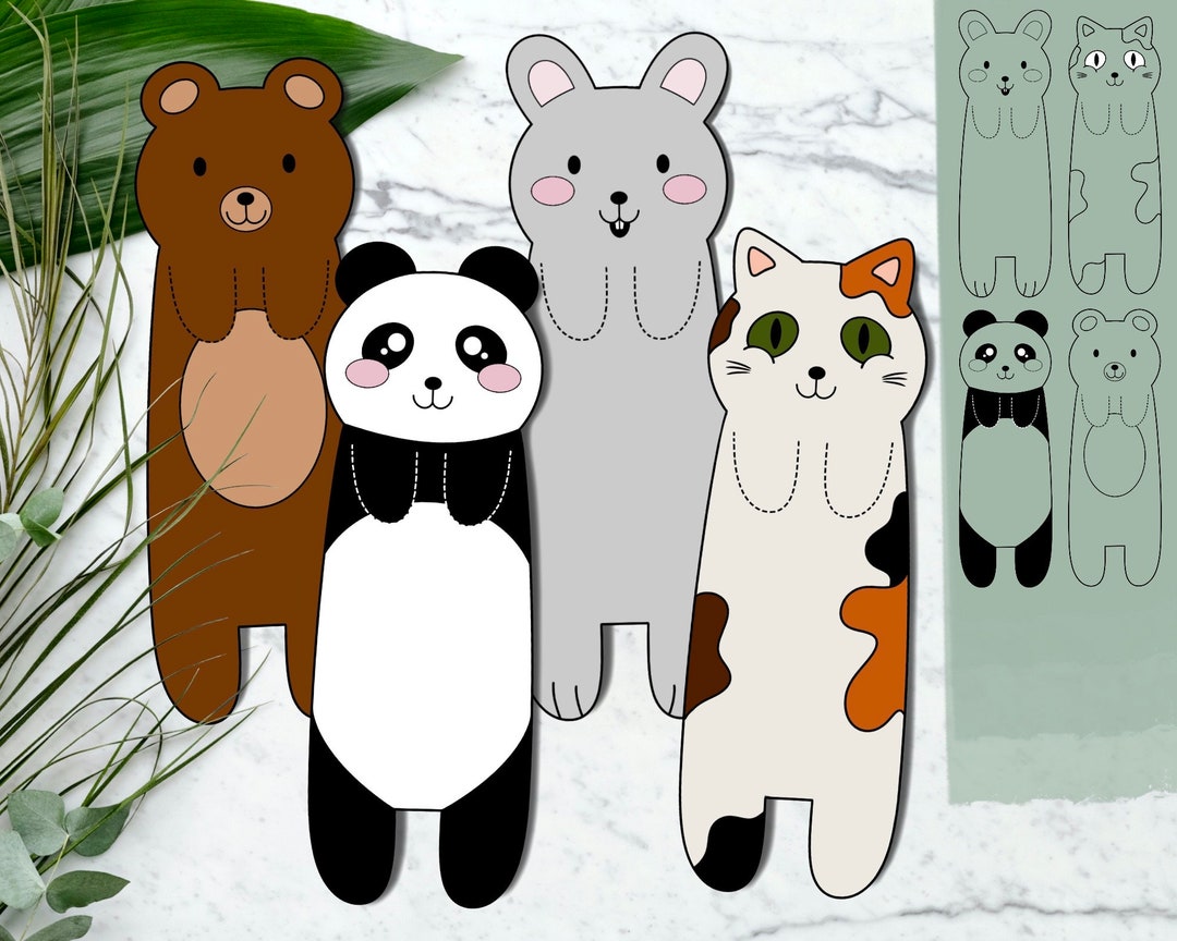 Printable Coloring Bookmarks Set for Kids and Adults Cute Pet Animals ...