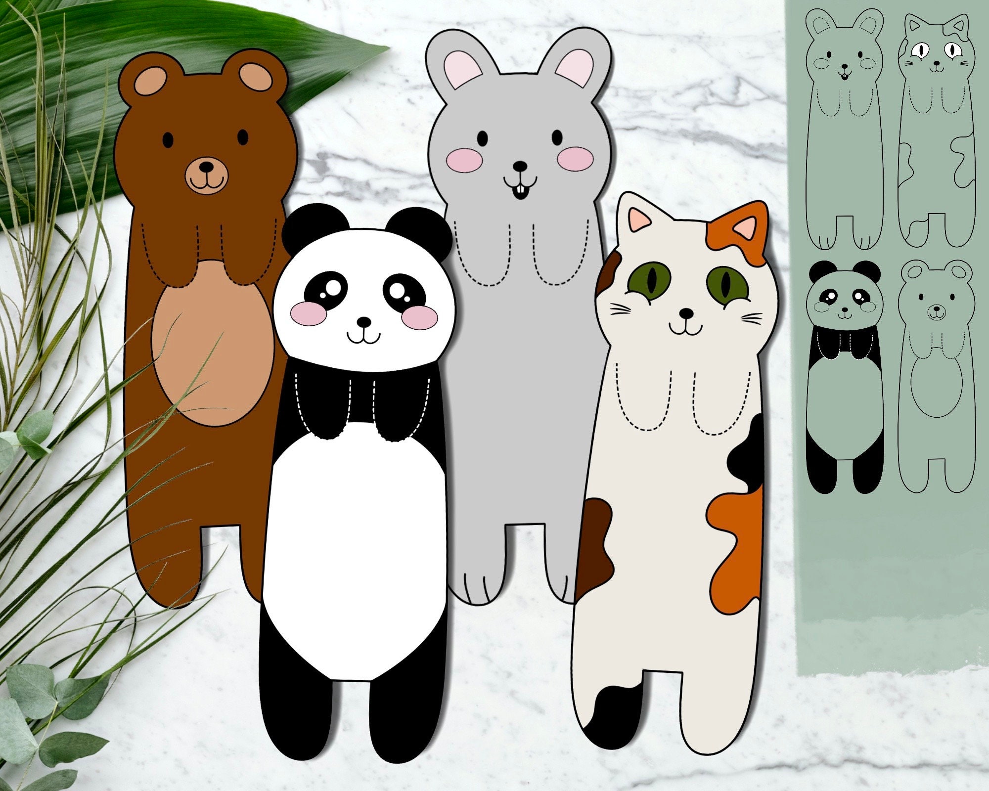 Printable Coloring Bookmarks Set for Kids and Adults Cute Pet Animals ...