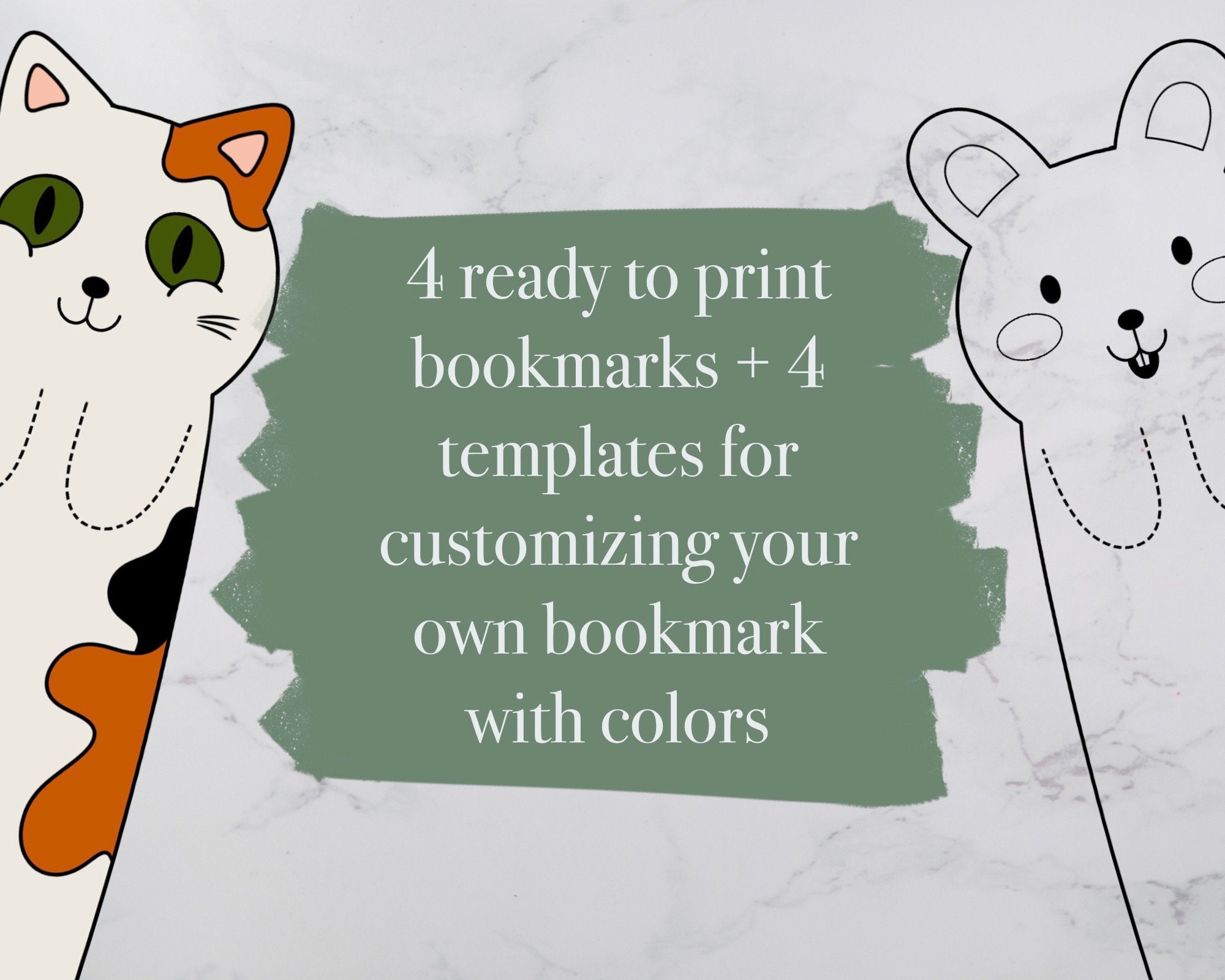 Printable Coloring Bookmarks Set for Kids and Adults | Cute Pet Animals ...