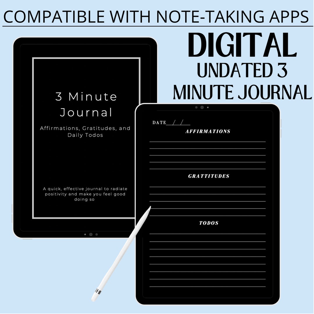 3 Minute Journal Digital, Digital Gratitude Journal, Daily Reflection ...