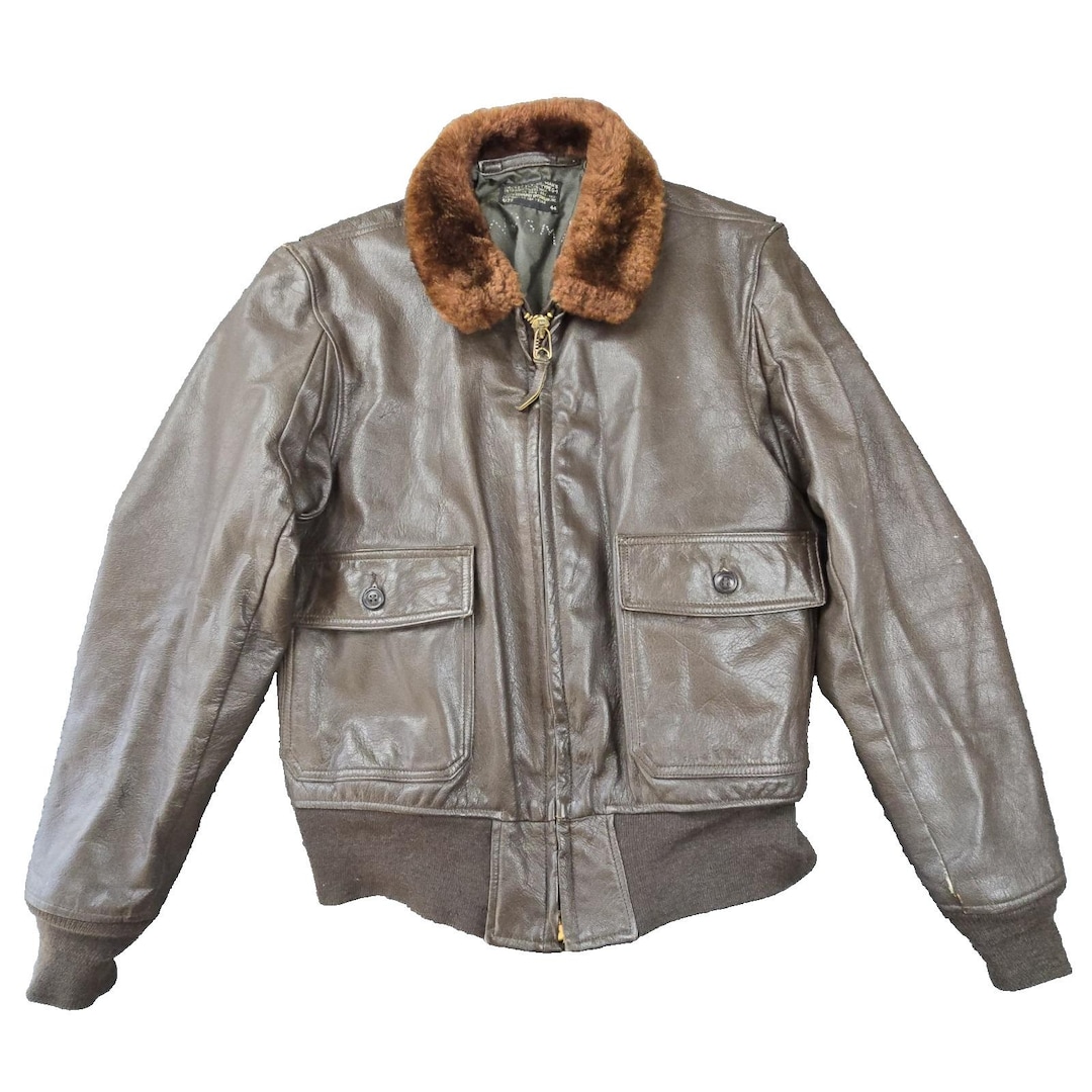G-1 Flight Jacket 1966 USN Leather Named "wogman" WWII Vet Navy Issue ...